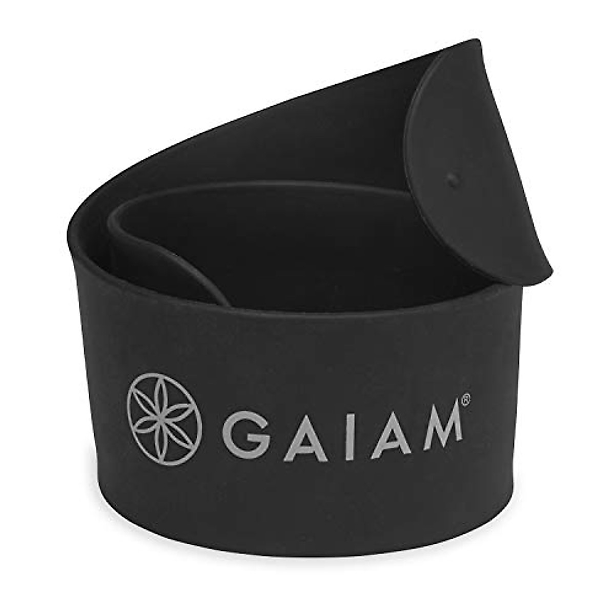 Gaiam Yoga Mat Strap Slap Band - Keeps Your Mat Tightly Rolled and Secure, Fits Most Size Mats (20"L x 1.5"W), Black