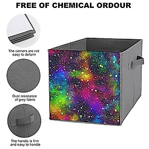 Bright Colorful Universe Storage Bin Foldable Cube Closet Organizer Square Baskets Box with Dual Handles