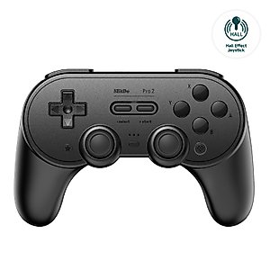 8Bitdo Pro 2 Bluetooth Controller - Hall Effect Joystick Update, for Switch, Windows, Apple, Android, Steam Deck, and Raspberry Pi (Black)