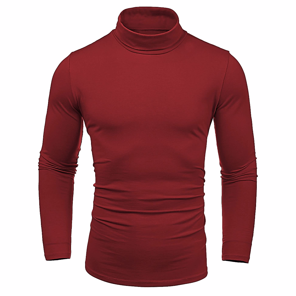 LecGee Men's Casual Slim Fit Lightweight Long Sleeve Pullover Top Thermal Turtleneck T-Shirt Wine Red