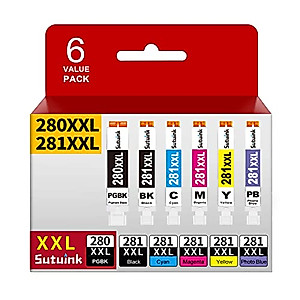 TS8322 Ink Cartridges Replacement for Canon Ink 280 281 PGI-280XXL CLI-281XXL 280XXL 281XXL Compatible Use to Canon TS8222 TS8322 TS8200 TS8220 TS8300 TS8100 TS9120 TS9100 TS8320 TS8120 (6 Value Pack)