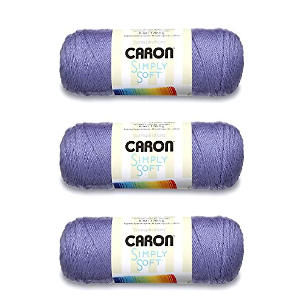 Caron Simply Soft Lavender Blue Yarn - 3 Pack of 170g/6oz - Acrylic - 4 Medium (Worsted) - 315 Yards - Knitting/Crochet