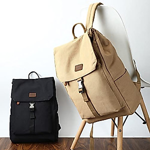 XINCADA Canvas Laptop Backpack Travel Backpack Rucksack for Men Women School College Bookbag Fits 15.6" Laptop Vintage Backpacks Daypack for Traveling Work School, Blue black