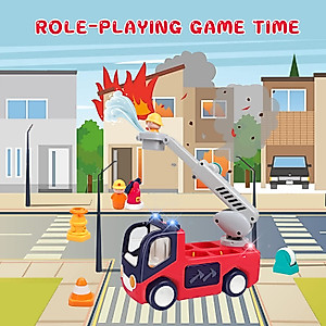 Fartoier Baby Toys 12-18 Months Fire Truck Musical Toys for 1 2 3 Year Old Boys Girls with Fireman/Ladder/Light, Early Educational Infant Toddler Toys 6 to 12 Months Birthday Ages 1-3