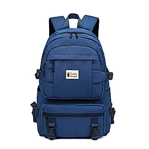 AGOWOO College Backpack Teen Lightweight School Book Bag with USB Charger Port Casual Daypack (Blue) for Women Men Youth