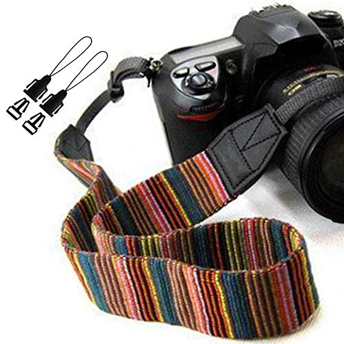 WANBY Camera Strap Canvas Multicolor Neck Shoulder Camera Strap with Quick Release Buckles for DSLR SLR