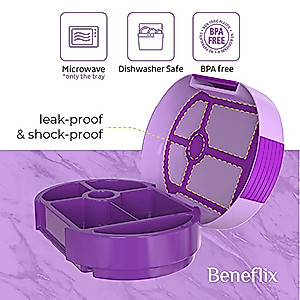 Beneflix Bento lunch box for kids Leak-Proof, 6-Compartment - Ideal Portion Sizes for Ages 3 to 7 - BPA-Free, Dishwasher Safe, Food-Safe Materials