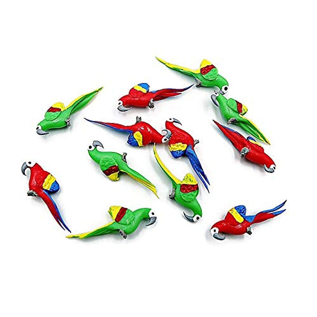 1shopforyou Mixed 2 Colour Lot of 12 Miniature Parrot Bird Outdoor Patio Decor Fairy Garden Supplies Animal Figurine Furniture Dollhouse