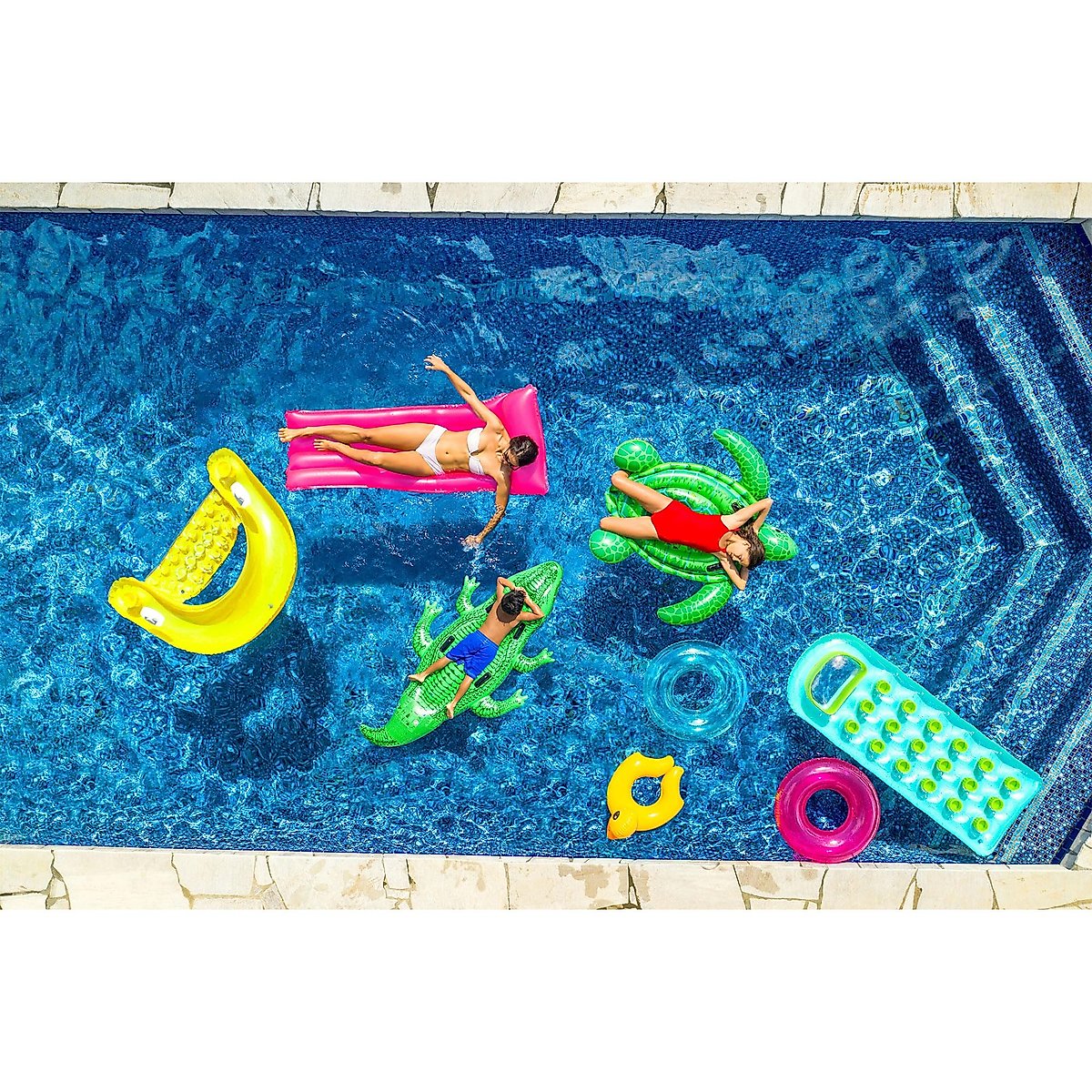 INTEX 58859EP Sit 'N Float Inflatable Pool Float: Pool Lounge with Built-in Cup Holders – Heavy-Duty Handles – 220lb Weight Capacity – 58" x 39" – Colors May Vary