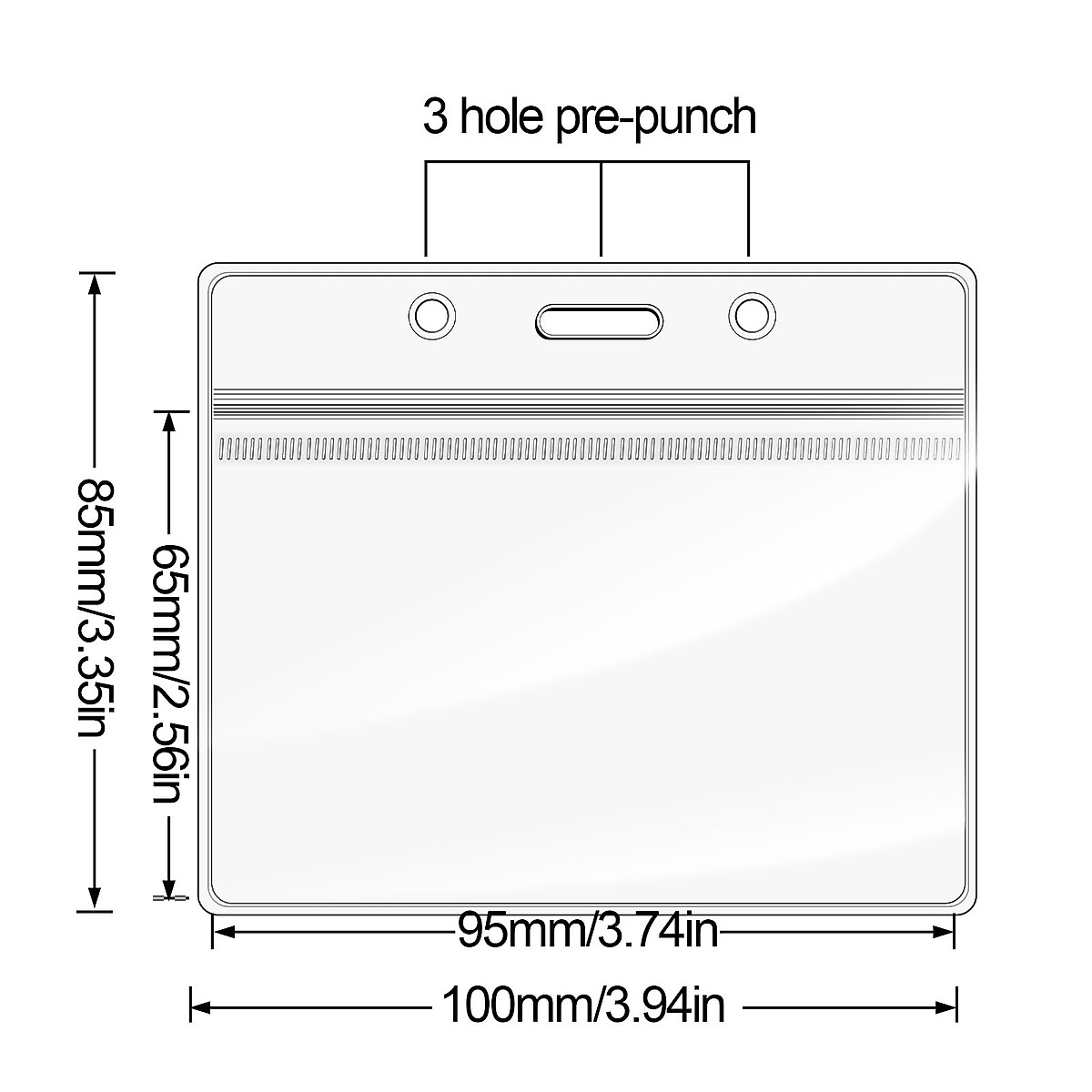 50 Packs Horizontal ID Badge Holder, Clear ID Card Holders for Badges and Name Badge Holders, Waterproof Plastic ID Badge Holder Horizontal for Teacher, Student, Nurse, Worker, Employee, Volunteer