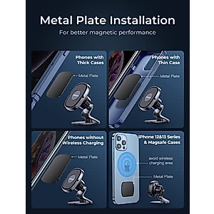 JOYROOM 2-Pack Magnetic Phone Holder for Car, [2022 Upgraded 6 Stronger N52 Magnets] Extreme Magnetism Car Phone Holder Mount for iPhone 14 13 Pro X XR, Samsung Galaxy etc