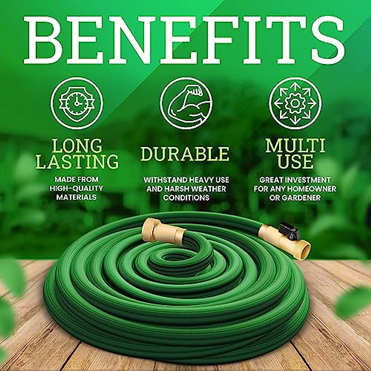 Garden Hose, Multi Purpose Garden Hoses with Hose Spray Nozzle for Watering, Sprinkling and Cleaning, Light Weight and Kink Resistant, Strong and Long Lasting, 50 Ft