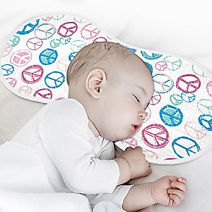 vvfelixl Baby Burp Cloths Peace Sign Baby Newborn Cotton Burping Cloths Set Baby Washcloths 4 Pack