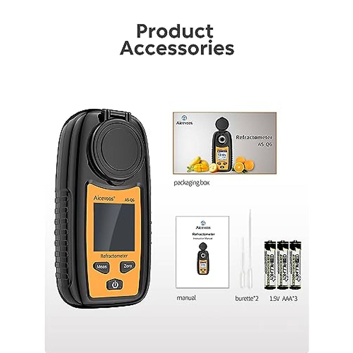 Aicevoos Digital Sugar Brix Refractometer brix Meter Automatic Temperature Compensation Range 0-35%，±0.2% Precision, Perfect for Fruits, Juices, Vegetables, Drinks and Coffee