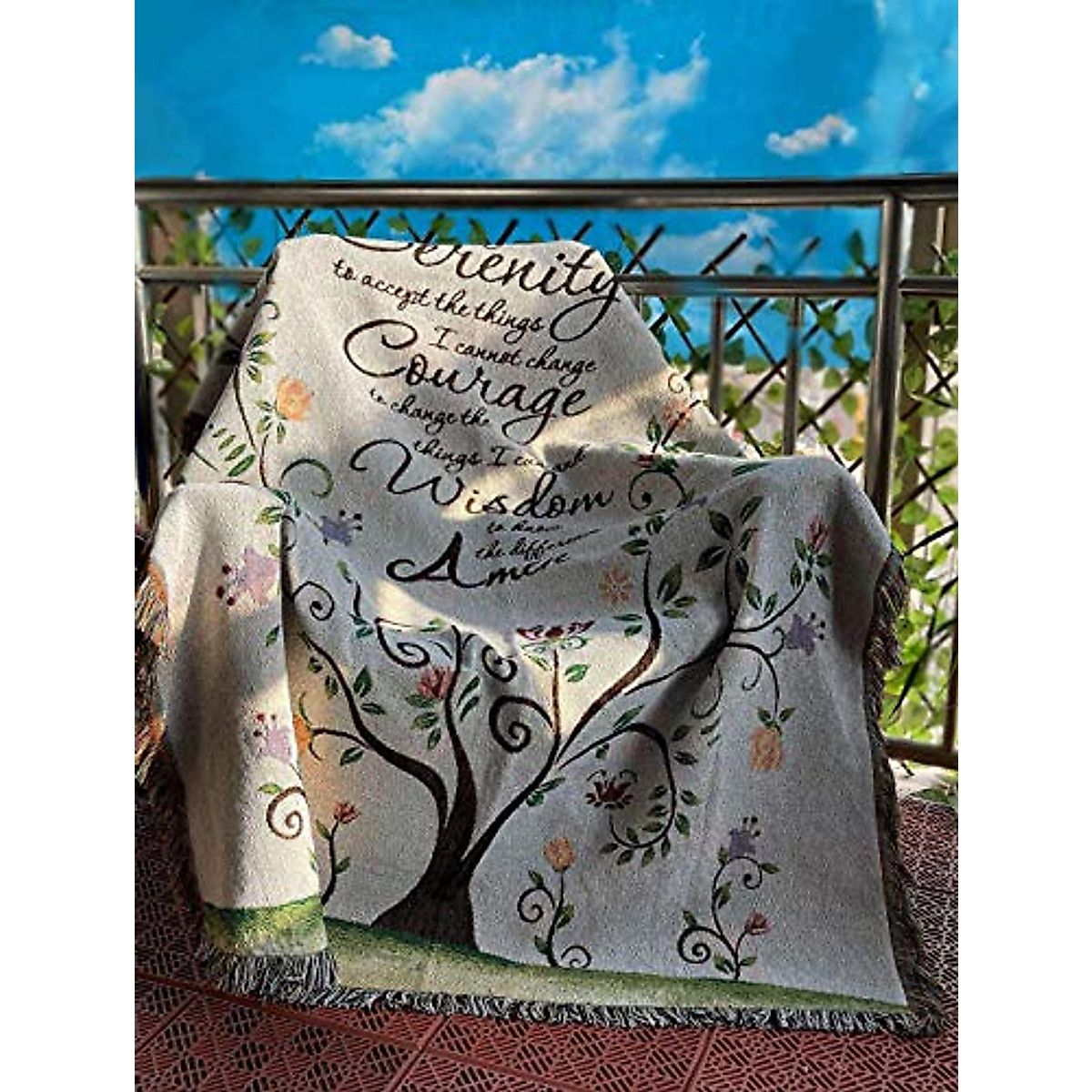 EZ.enjoy God Grant Me The Serenity Prayer Woven Tapestry Throw Blanket with Fringe 50 X 60 Inches