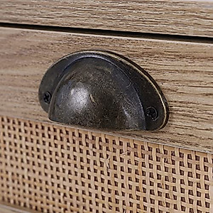 Sophia & William Rattan Nightstands Set of 2 Side End Table Bedside Table with Rattan Drawer and Solid Wood Legs for Bedroom Living Room and Small Space