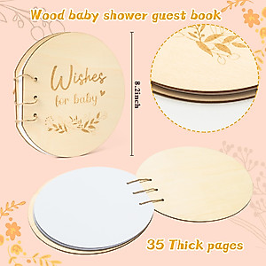 CJiangpo Baby Shower Guest Book Alternatives Wood Baby Shower Sign in Guest Book, Wishes for Baby Shower Advice Book with 35 Blank Pages Baby Memory Book Guestbook Keepsake Gifts for New Parents