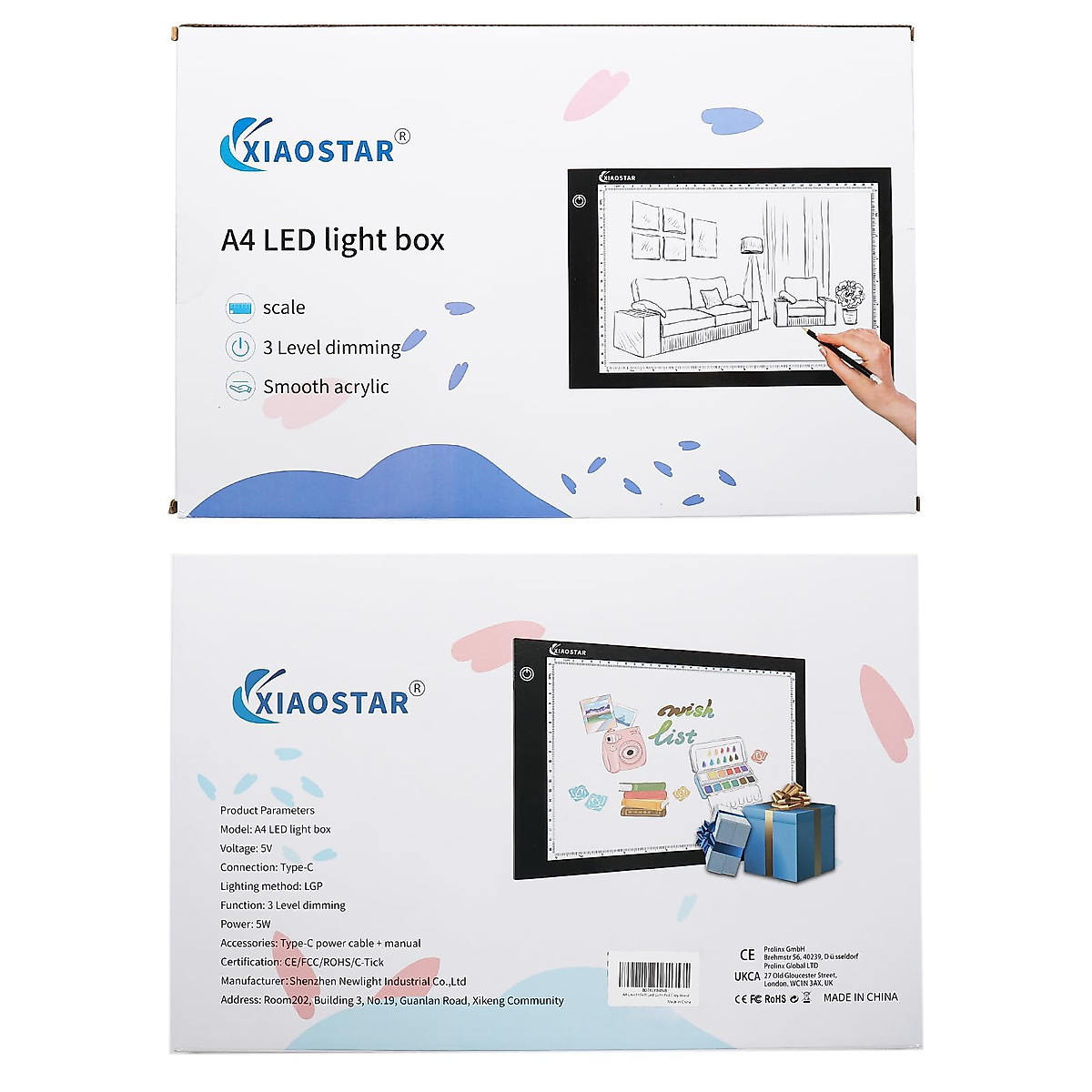 XIAOSTAR Light Box Drawing A4,Tracing Board with Brightness Adjustable for Artists, Animation Drawing, Sketching, Animation, X-ray Viewing