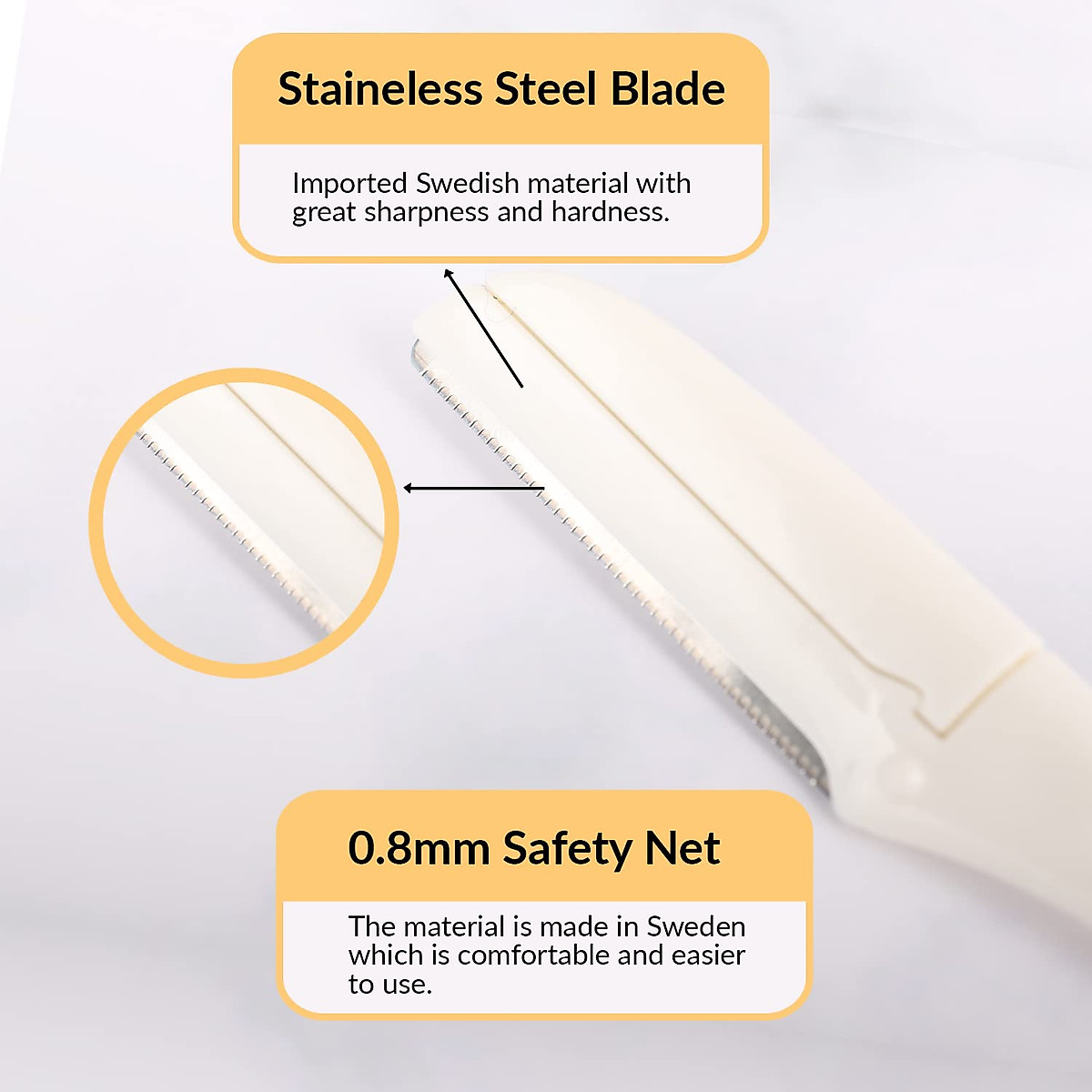 UNILOGICX Sweden Blade Eyebrow Razor, Silk Dermaplaning Tool, Hair Trimmer, Premium Facial Razor, Facial Shaver, exfoliating Tool for Women Body, Premium Blade Razor, 8 pcs