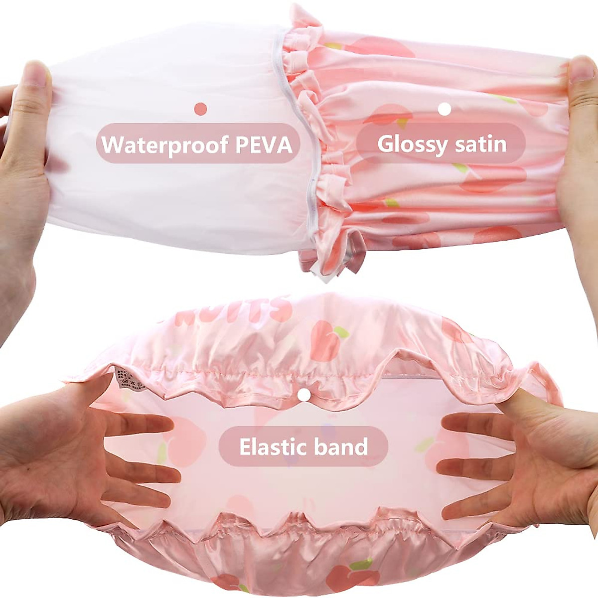 TCOTBE 3 Pcs Kids Shower Caps Rabbits Prints Double Layers Children Shower Caps PEVA Bath Hats for Kids Reusable Cartoon Animal Kids Bonnets Hair Covers for Boys and Girls