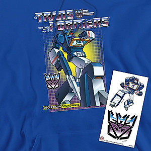 Popfunk Transformers Soundwave Pullover Hoodie & Stickers - Small, A. Royal Blue