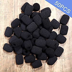 Weewooday 50 Pieces Mini Foam Microphone Windscreen Headset Mic Covers Foam Protection for Small Lapel and Lavalier Microphones(Black)