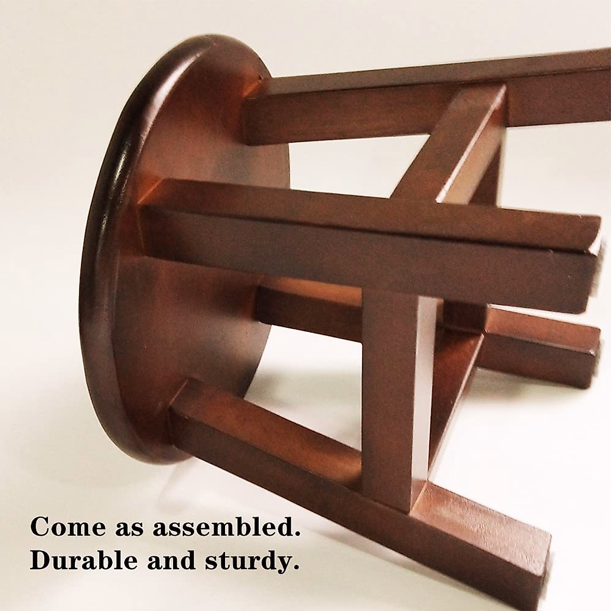 XDSTOOL Solid Wood Stool 10 inch Wooden Stool for Kids Small Short Stool Shoe Changing Step Stool Round (Brown Round)