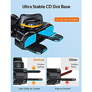 Amicus Magnetic CD Slot Phone Holder for Car, CD Player Cell Phone Mount with Strong Magnet, 360° Rotation Car Phone Mount Compatible with iPhone, Samsung, Galaxy, LG
