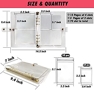 Travel Jewelry Earring Organizer Storage Bags Book,Upgrade Transparent Jewelry Organizer Storage Book,Small Clear Plastic Bags for Jewelry Travel Necklace Ring Storage Bags(70 Grids+70 Bags 2 Sizes)