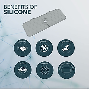 Silicone Faucet Mat- Kitchen & Bathroom Accessories, Kitchen & Bathroom Must haves, faucet drip catcher, Kitchen and bathroom Gadgets, Sink protector for sink, Foldable Silicone Splash Guard (Gray)