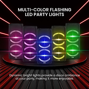 Pyle Portable Bluetooth PA Speaker - 240W Dual 6.5" Rechargeable Indoor/Outdoor BT Karaoke Audio System-TWS, Party Lights, LED Display, FM/AUX/MP3/USB/SD, 6.5mm in, Handle-Wireless Mic, Remote