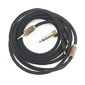 NewFantasia Replacement Audio Upgrade Cable 6N OCC Copper Silver Plated Cord Compatible with Audio-Technica ATH-MSR7b ATH-SR9 ATH-ESW990H ATH-ES770H Headphone Walnut Wood Shell & 6.35mm Adapter