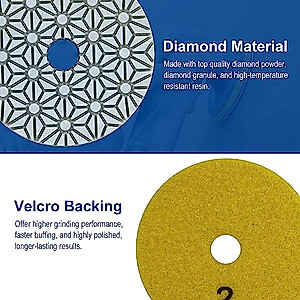 GoYonder 4 Inch Wet or Dry Diamond Polishing Pads Set of 3pcs, Stone Granite Polish Pad Kit 50-6000 Grit Polishing Pad for Grinder, Polisher, Drill, 105mm Marble Polishing Pad in 3 Steps