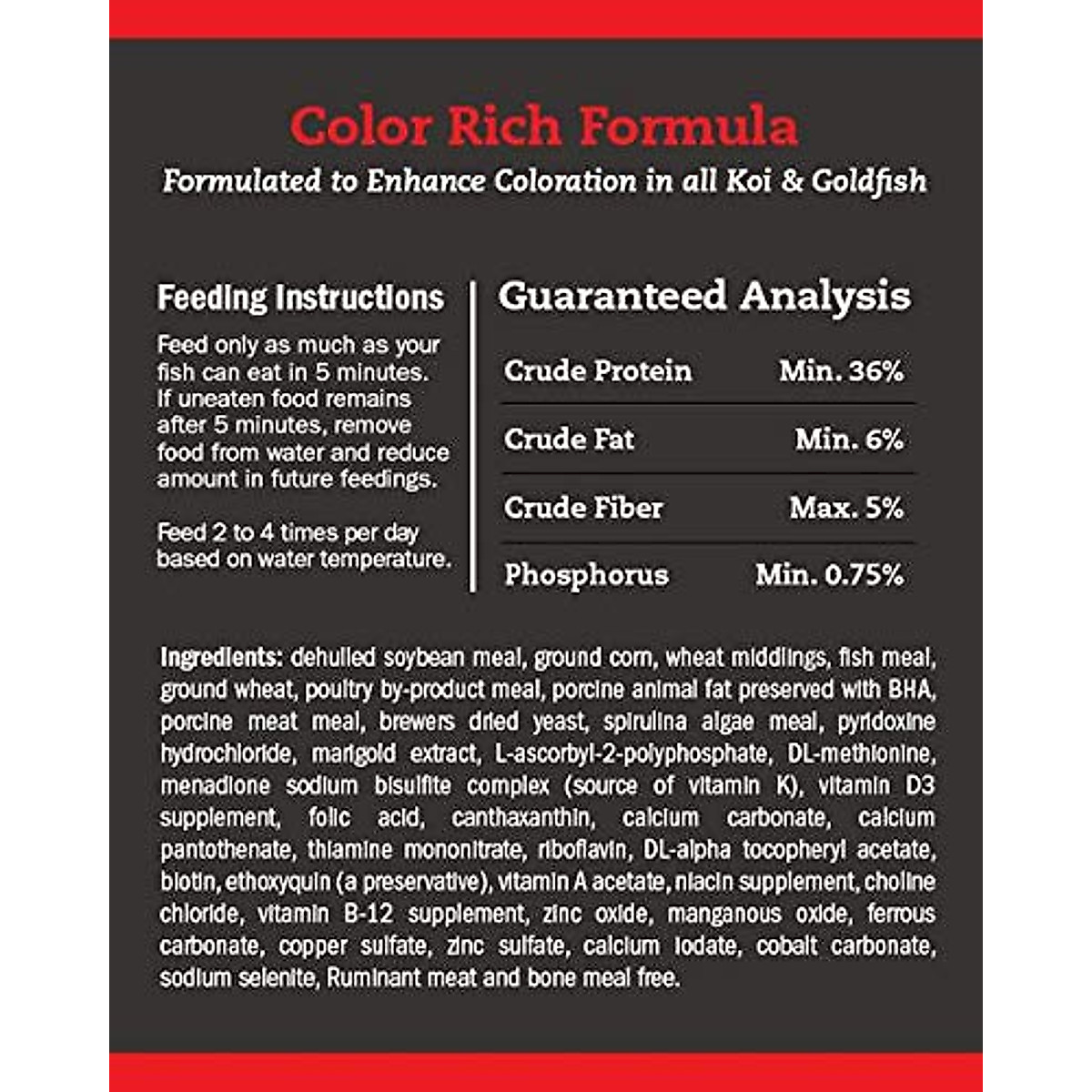 Blue Ridge Fish Food [5lb], Color Rich Formula 3/16" Floating Pellet, Koi and Goldfish