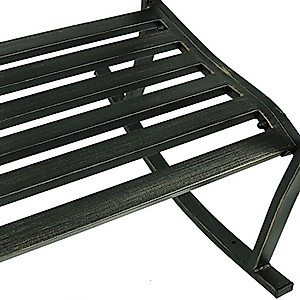 Sunnydaze Outdoor Rocking Chair - Durable Cast Iron and Steel Construction - Traditional Fleur-de-Lis Design - Outside Front Porch Furniture - Perfect Chair for Patio, Deck, Backyard or Garden