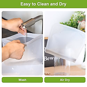 Moretoes 12 Pack Reusable Ziplock Bags, Freezer Bags Leakproof Sandwich Size Food Storage Bags Washable for Marinate, Snakes, Travel, Kitchen Organization (Grey)