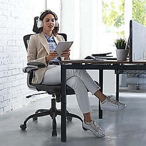 NeuType Office Desk Chair Ergonomic Home 0ffice Desk Chairs with Wheels Chairs for Desk with Lumbar Support High Back Mesh Computer Chair with Adjustable Padded Armrest Headrest Swivel Rolling,Black