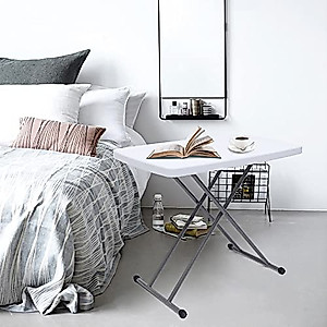 CNCEST Foldable Tray Table Small Personal Folding Table Indoor Outdoor Commercial Portable Dining Table Snack Desk Adjustable Height Stand Up Folding Desk for Home Garden Office White 30.31x19.69