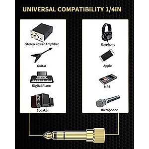 bestune 5Pcs Gold Plated Stereo Phone Screw-On Adapter 6.35mm (1/4 Inch) Male to 3.5mm (1/8 Inch) Female Audio Adapter