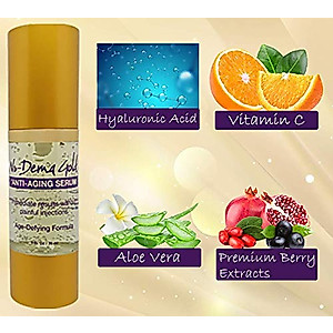 Nu-Derma Gold - Anti Aging Serum - Made in USA - Natural Formula with Hyaluronic Acid & Vitamin C - Moisturize, Cleanse, and Protect Your Skin