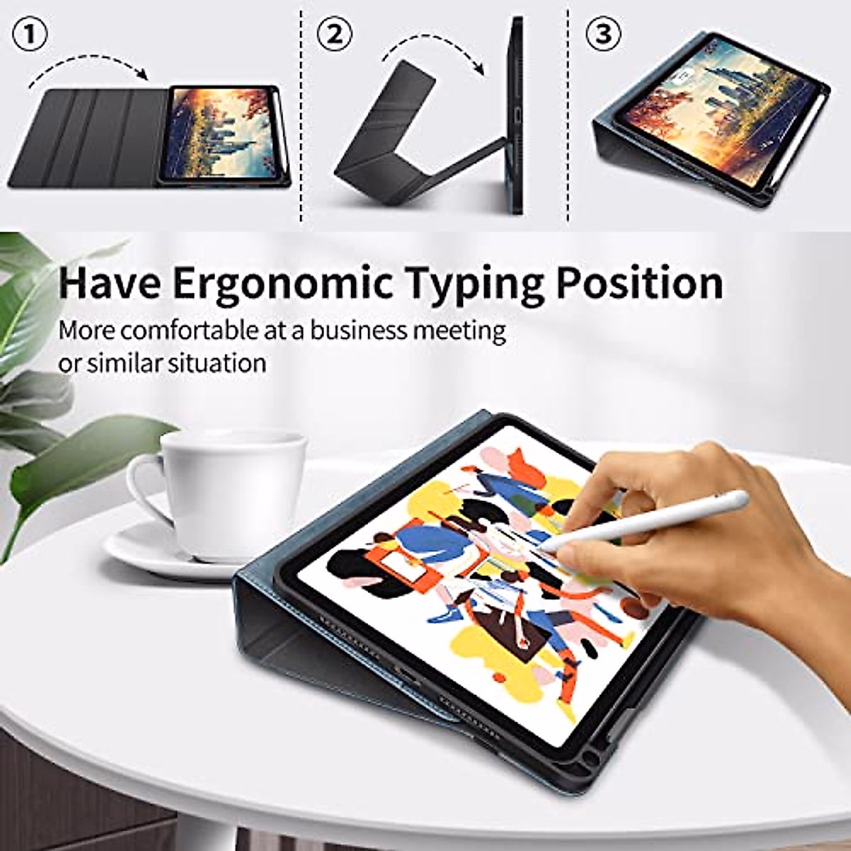 iPad Mini 6th Generation Case 2021 with Pencil Holder Front Pocket Strap Soft Back Smart Cover for iPad Mini 6 PU Leather Folio Stand, Supports Pencil 2 Charging, Auto Sleep/Wake