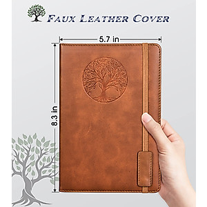 Hardcover Leather Lined Journal Notebook for Women Men,5.7×8.3" Tree of Life Journals for Writing,College Ruled Notebook for Travel,Business,Work,Office,School Note Taking,256 Pages Thick Paper Diary (Brown)