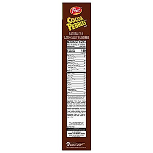 Post Cocoa PEBBLES Breakfast Cereal, Gluten Free, Cocoa Flavored Crispy Rice Cereal, Breakfast Snacks, 19.5 Oz