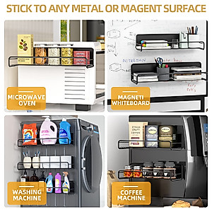 DOUBLE 2 C Magnetic Spice Rack for Refrigerator, 4 Packs Strong Magnetic Shelves Fridge Organizer, Large Capacity Space Saving Spice Organizer Shelf for Kitchen Storage
