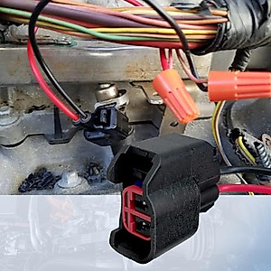 Crynod 1 PC EV6 EV14 Car Fuel Injector Connector with Cable, Durable Starter Pigtail Connector Harness Plug, Compatible EV6 EV1 EV14 The Model Of Automotive Accessories(Black)