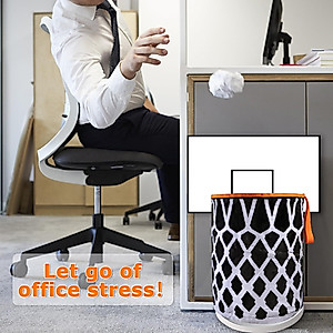 VSSOLO Trash Can Basketball Hoop Suit,Collapsible Basketball Trash Can, Simulate a Real Basketball Net Trash Can, Hoop Wastebasket Trash Can for Room, Kitchen, Bedroom,Office,Outdoor Party,Gym