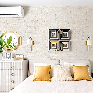 Beige Wallpaper Grasscloth Peel and Stick Wallpaper Contact Paper for Walls 17.7inx118.1in Textured Wall Paper Vinyl Grasscloth Wallpaper Contact Paper Peel and Stick Beige Self Adhesive Wallpaper