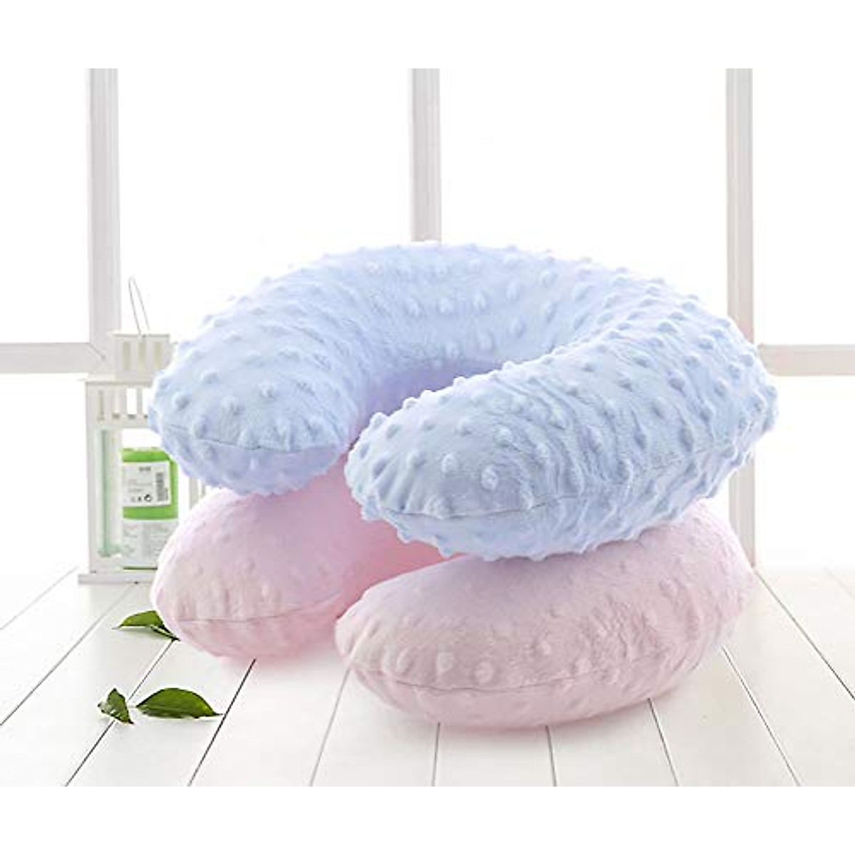 Neck Pillows Kids Travel Pillow Inflatable Head Support Pillow Cute Cozy U Shape Neck Pillow for Car Seat Airplanes Train Soft Washable Chin Neck Support Pillow for Toddler Boys Girls (Pink)