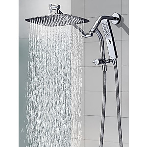 G-Promise All Metal 12 Inch Shower Head with Massage Mode Handheld, Rain Shower Head with Handheld Spray Combo, 3-Way Diverter with Pause Setting, 11 Inch Adjustable Extension Arm (Chrome)