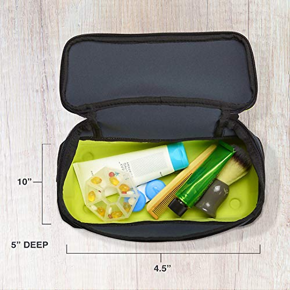 Lewis N. Clark Travelflex Toiletry Kit, Makeup Bag, Shower Caddy + Travel Organizer for Luggage, Carry-on or Suitcase, Classic Side Zip, Charcoal